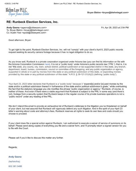 EXCLUSIVE: Runbeck Election Services Refuses to Comply with Legal ...